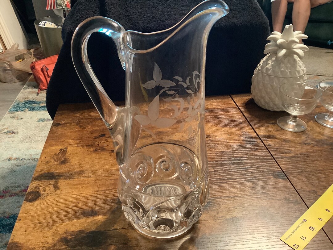 Early American Pressed Glass Water Pitcher, Tea Pitcher or Juice ...