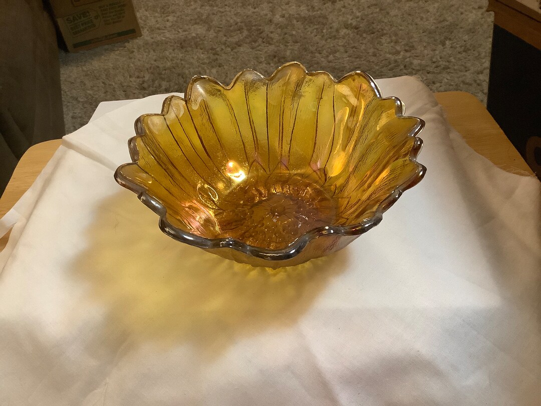 Iridescent Yellow and Purple Carnival Glass - Etsy