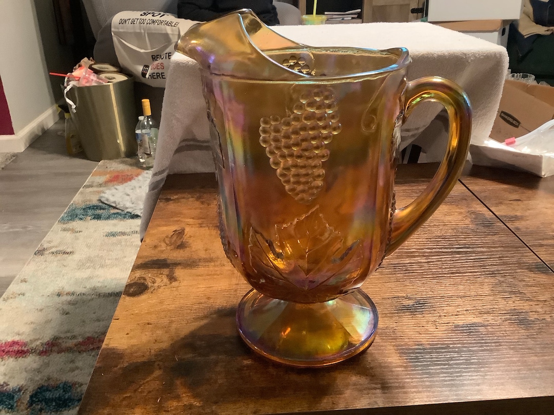 Vintage Gold Carnival Glass Pitcher Stands 11” Tall. - Etsy