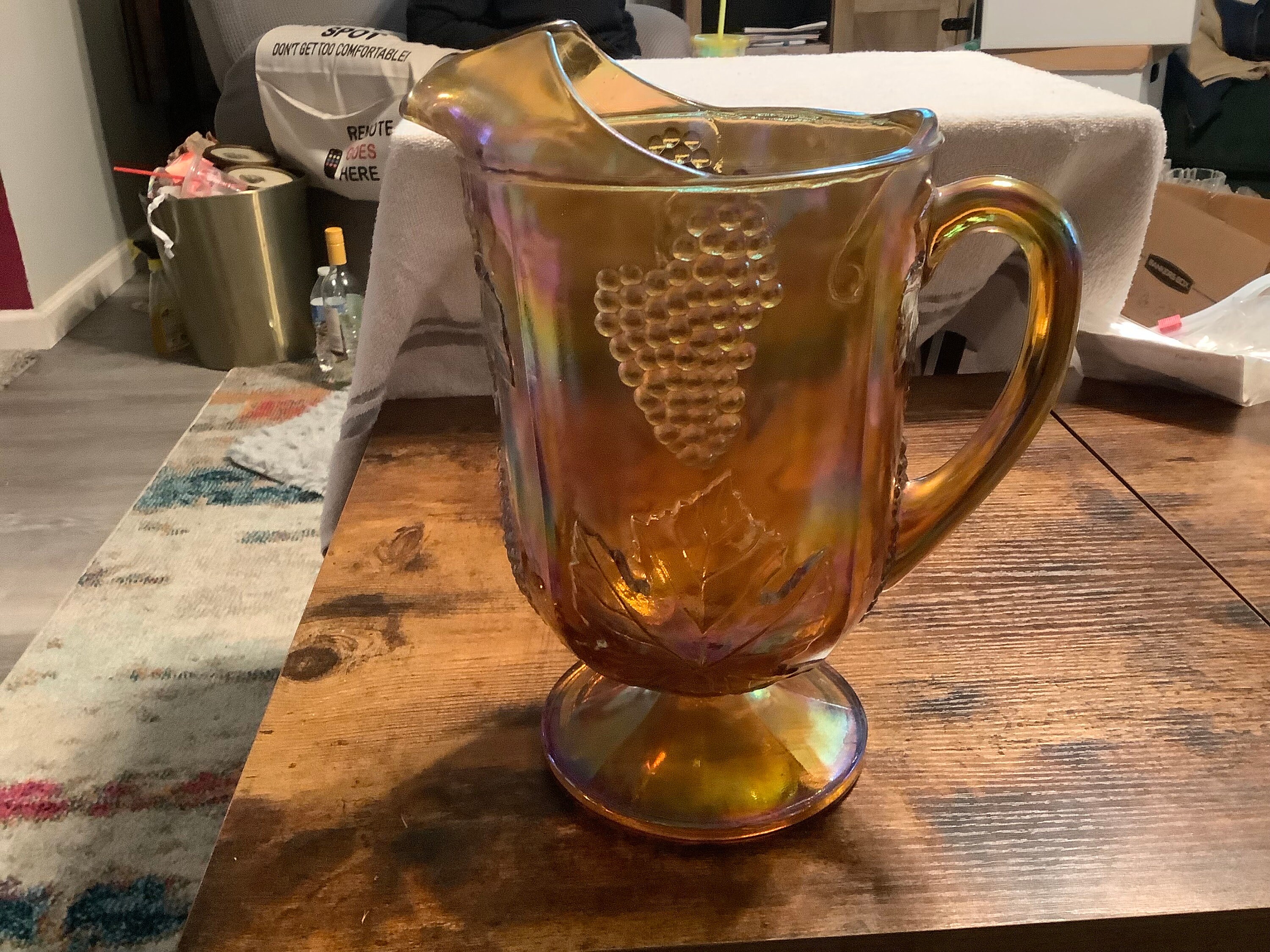Vintage Gold Carnival Glass Pitcher Stands 11 Tall. - Etsy