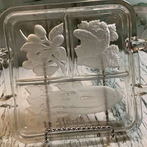 Imperial Glass, Frosted Square Divided Handled Relish Dish - Etsy