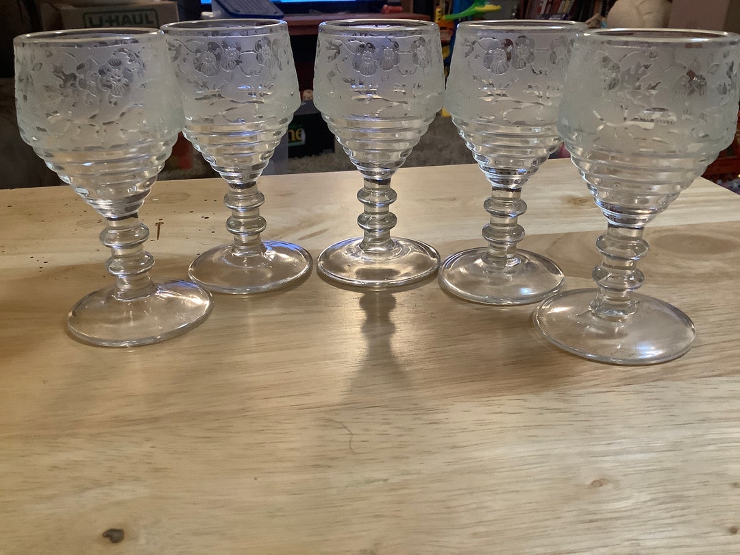 Paden City Glass Spring Orchard, Etched Crystal Stemmed Cordial ...