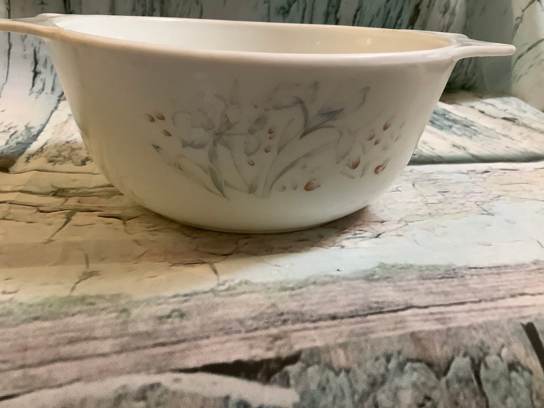 Vintage Pyrex White England Blue Iris Casserole - Etsy