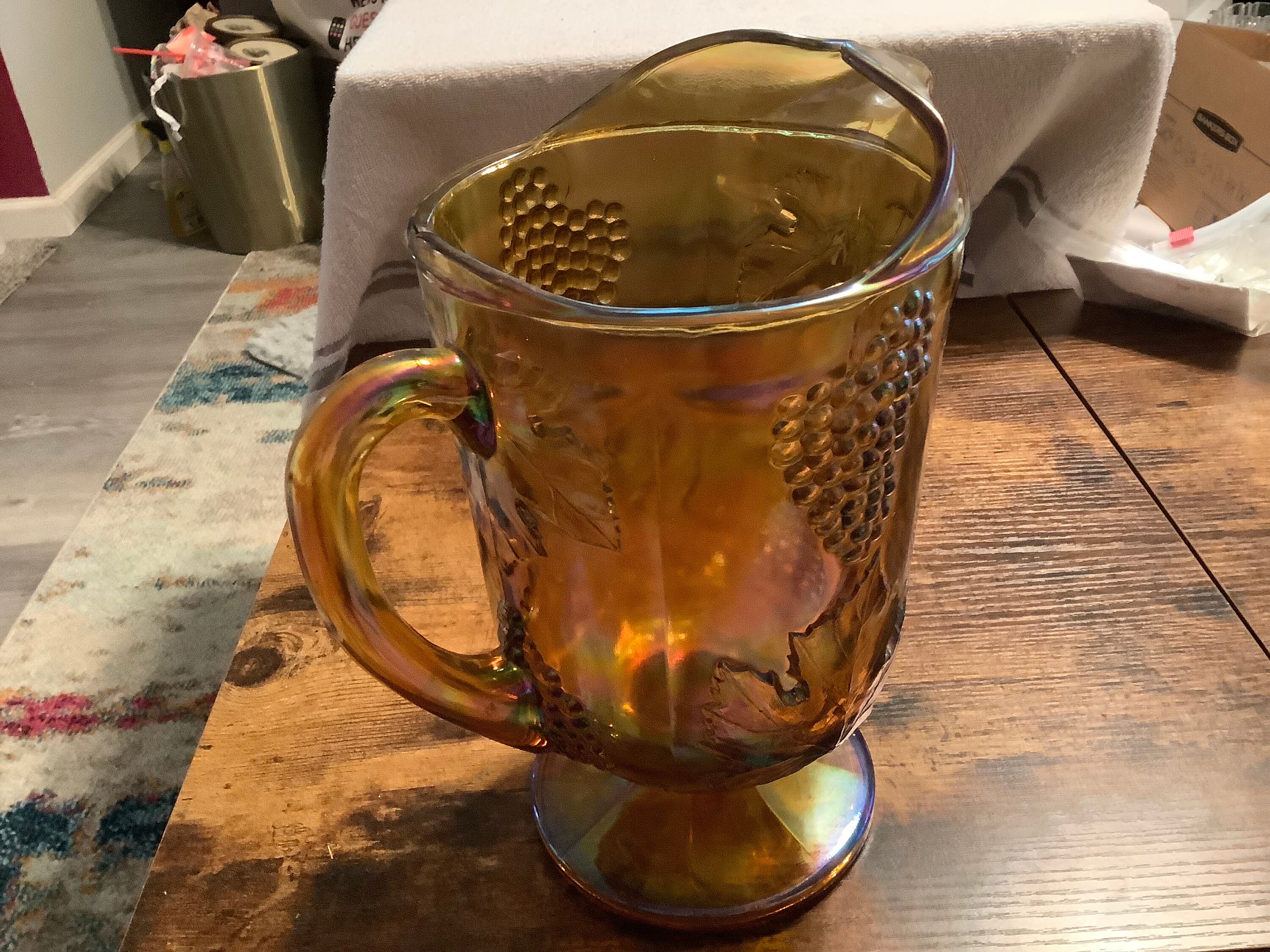 Vintage Gold Carnival Glass Pitcher Stands 11 Tall. - Etsy