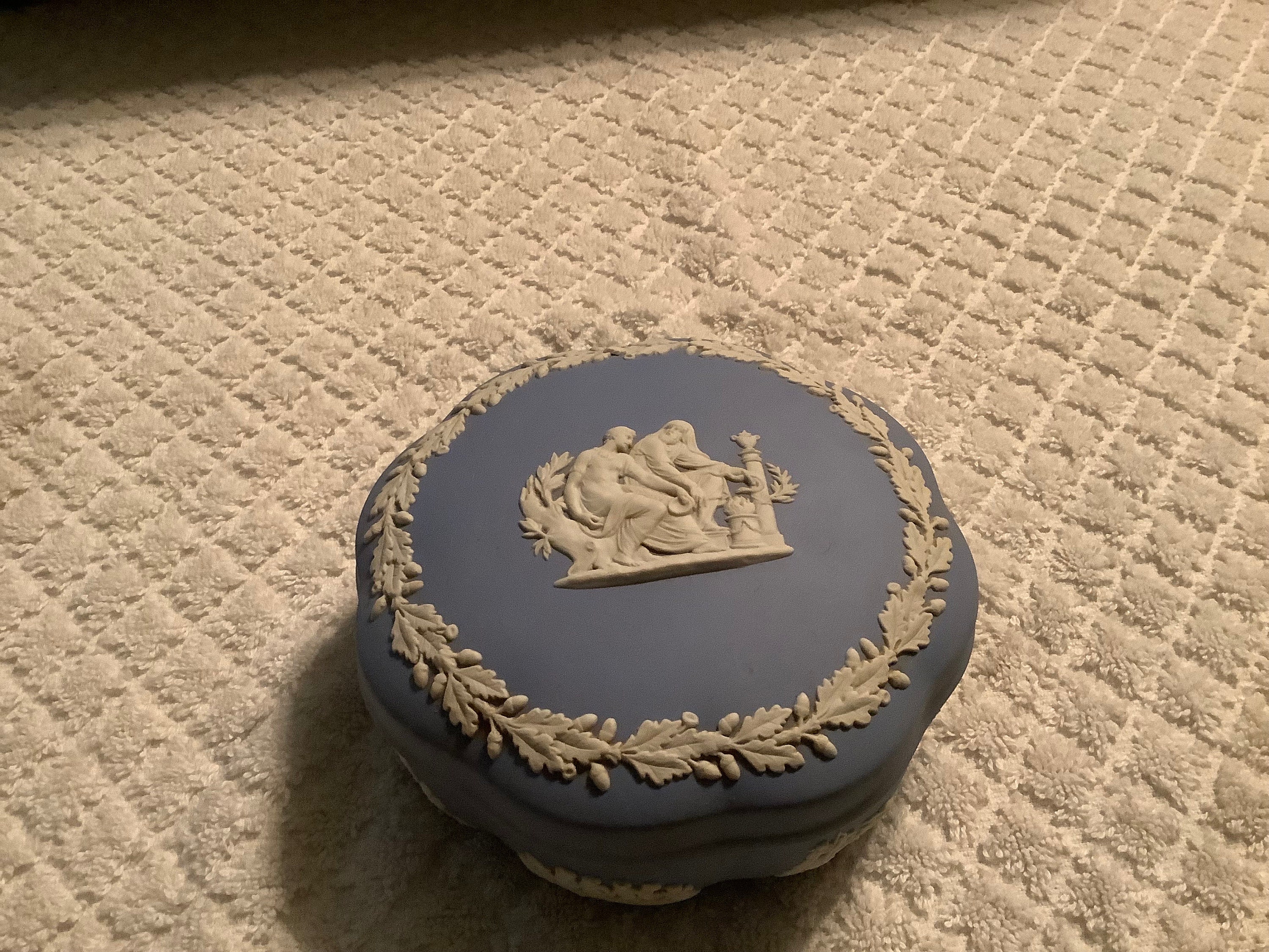 Wedgewood Jasperware Blue Oval Box With Lid. Measures 5.5 Across 2 Tall ...