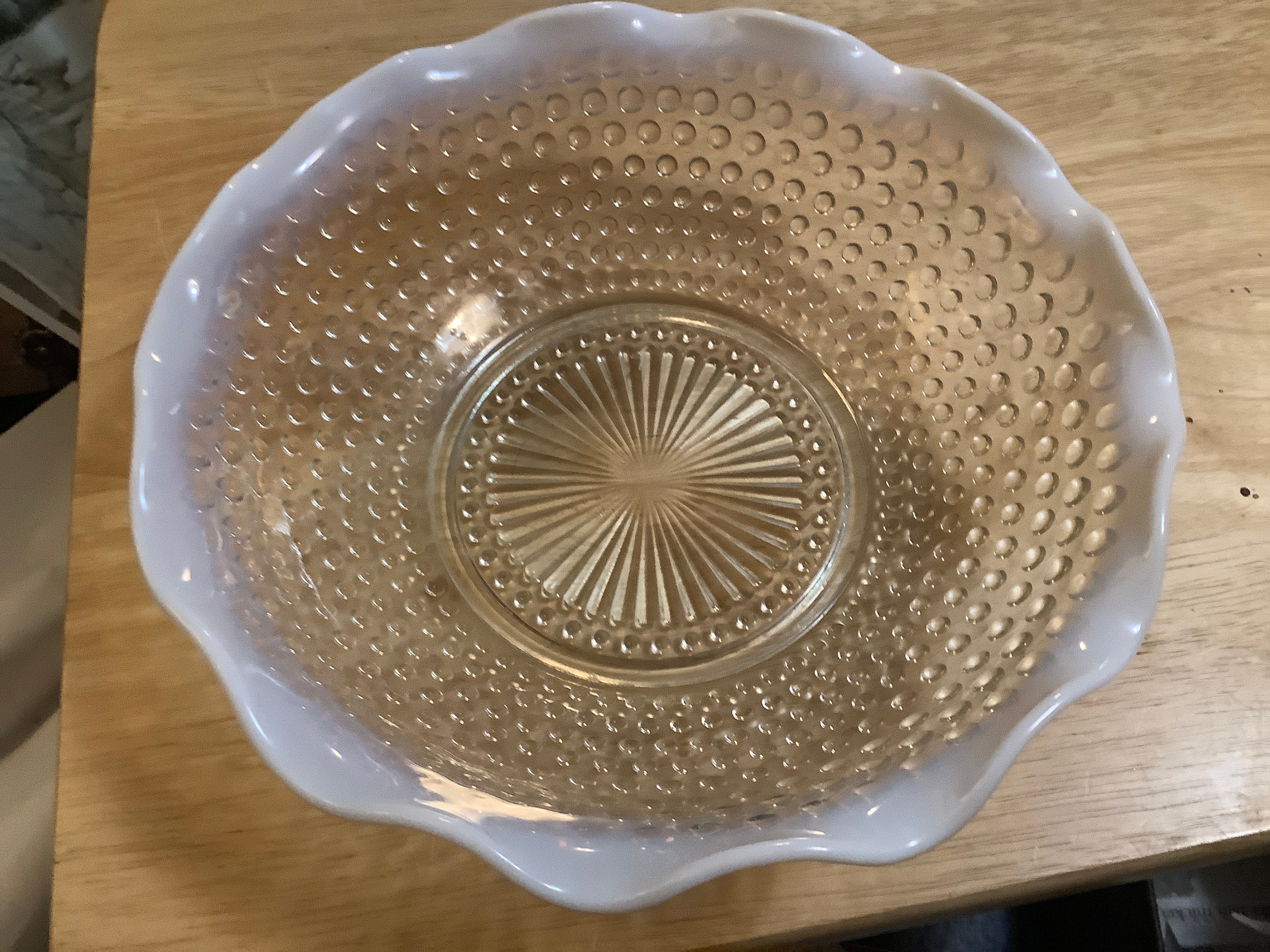 Anchor, Hocking White Opalescent Serving Bowl, White Hobnail Moonstone ...