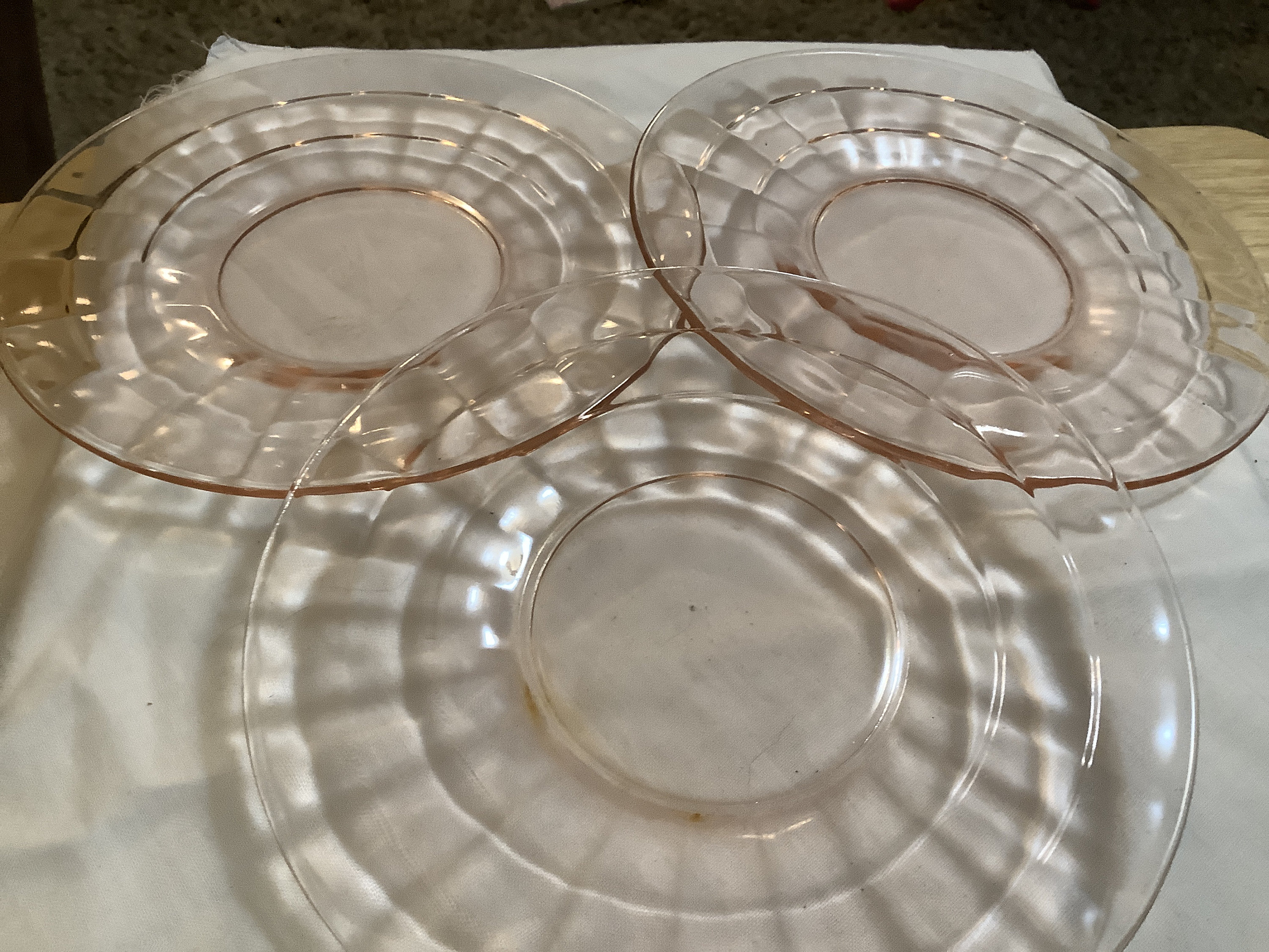 Set of 3 Depression Era Plates Block Optic Pink by Hocking Glass - Etsy