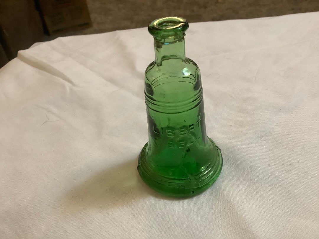 Vintage Green Glass Liberty Bell Shaped Jar. - Etsy