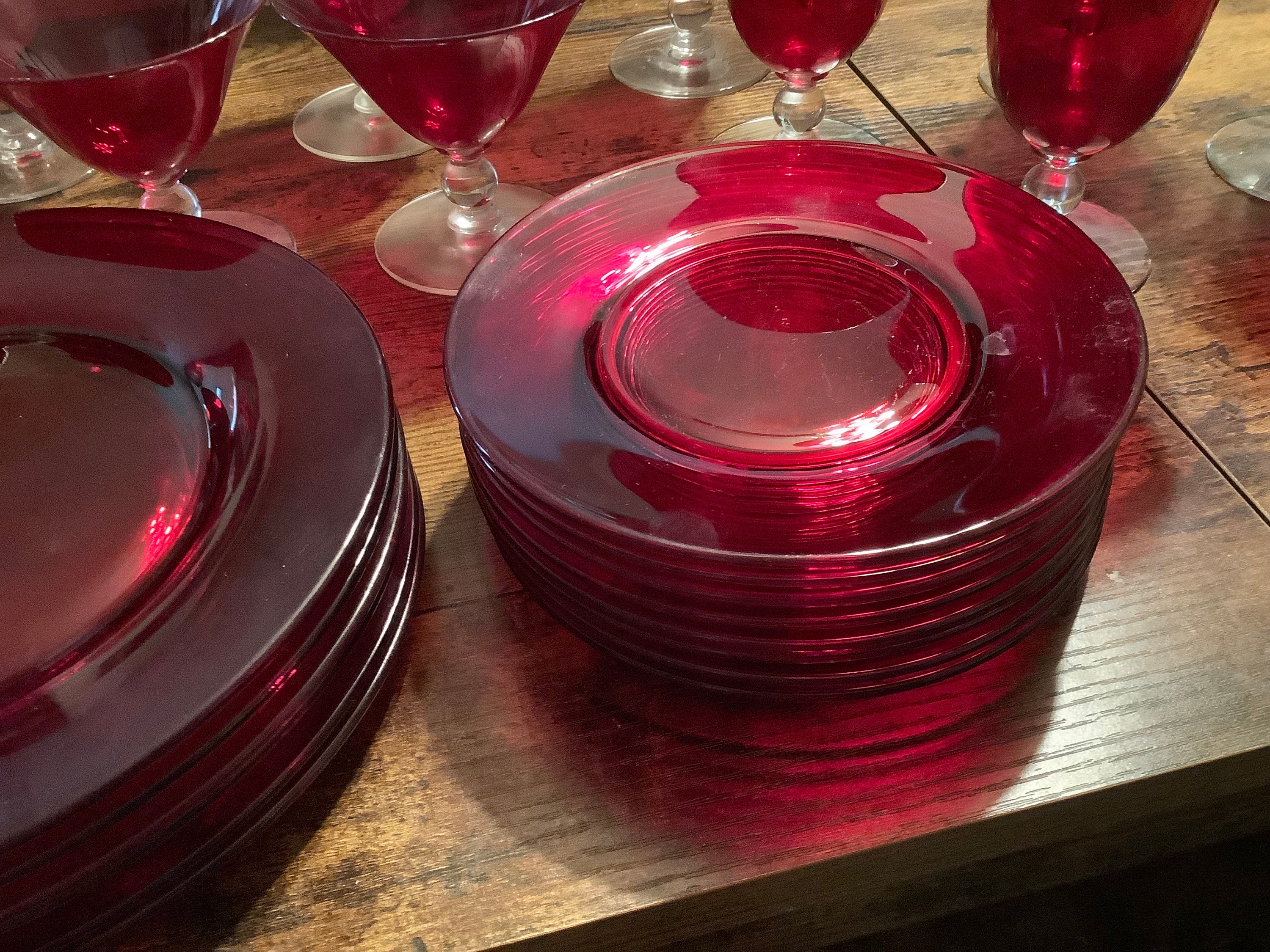 Vintage Ruby Red Dinnerware Set. Largest Plate Measures 8.5 Across ...