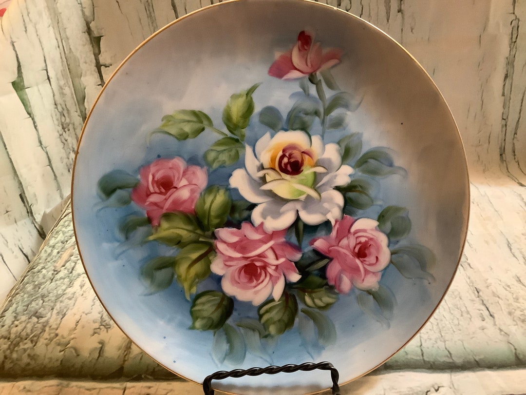 Vintage Lefton China Plate Hand Painted Roses - Etsy