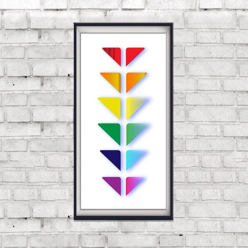 Rainbow Triangles, Printable Wall Art, Printable Home Décor, Instant ...
