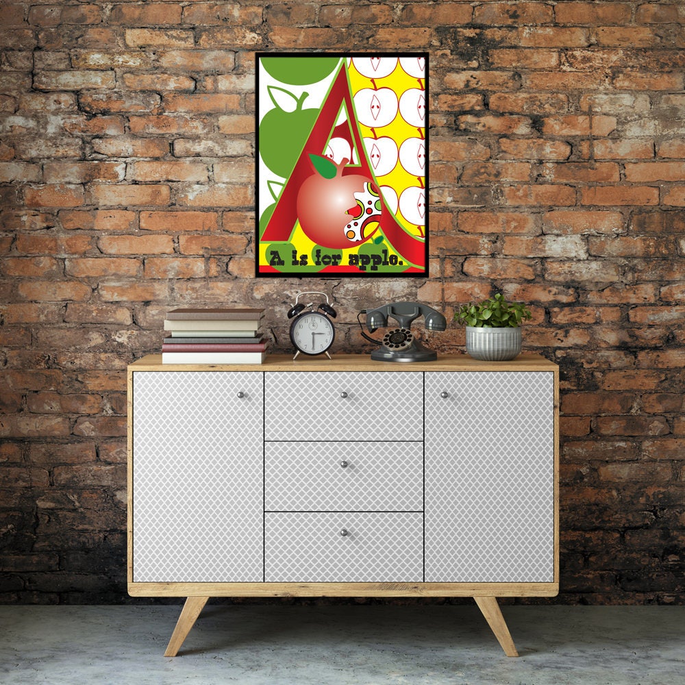 A is for Apple, Printable Wall Art, Printable Home Décor, Digital ...
