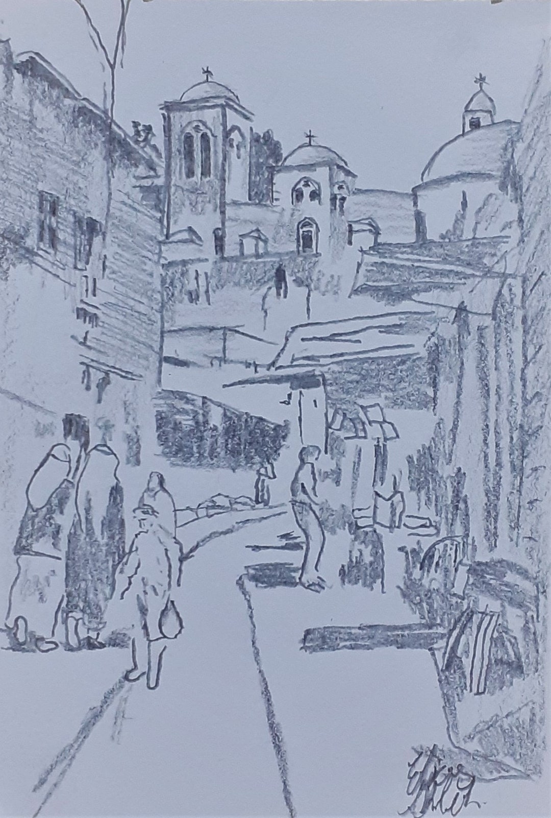 Pencil & Pastels Drawing of Nazareth - Etsy