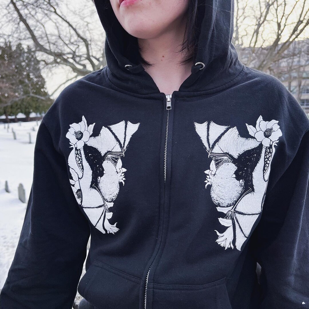 Bat Zip up Hoodie Gothic Valentines Day Alternative Zip Up - Etsy