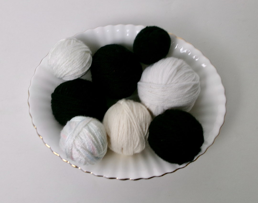 Mini Grab Bag of Vintage Black, White and Cream Yarn From My Destash ...