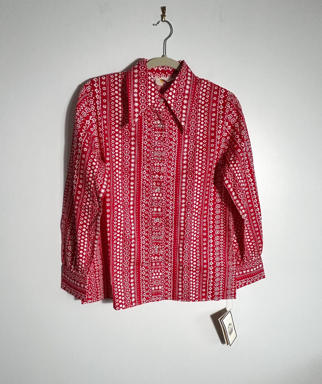 Vintage Koret Shirt Blouse 1970s Dagger Collar Seventies Disco Shirt ...