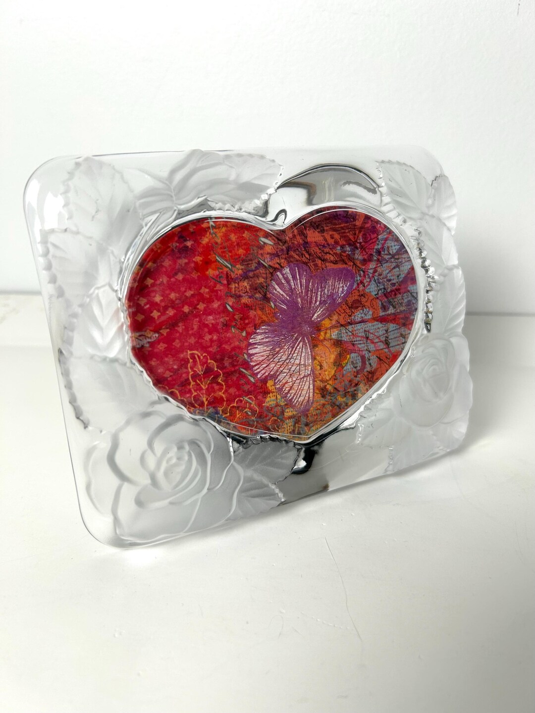 Heart Shape Picture Frame, Crystal Heart Photo Frame 2.5” X 3.5”, Glass ...