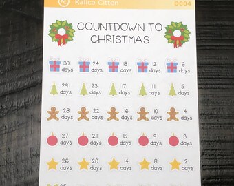 Christmas countdown stickers | Etsy