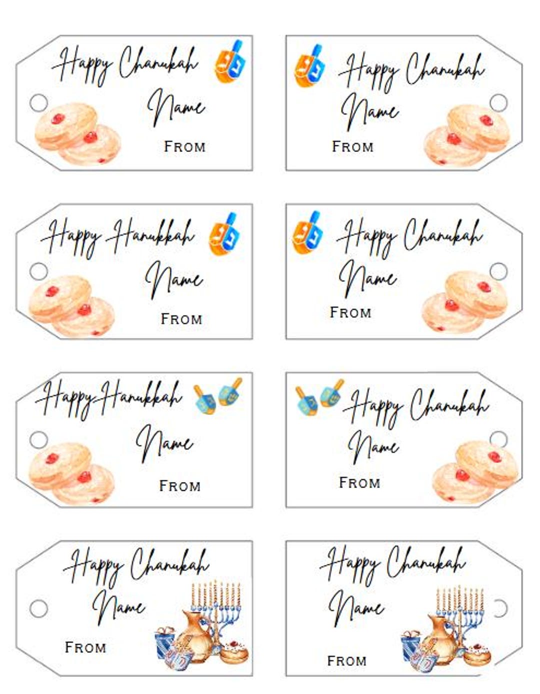 Hanukkah Chanukah Gift Tag Designs - Etsy