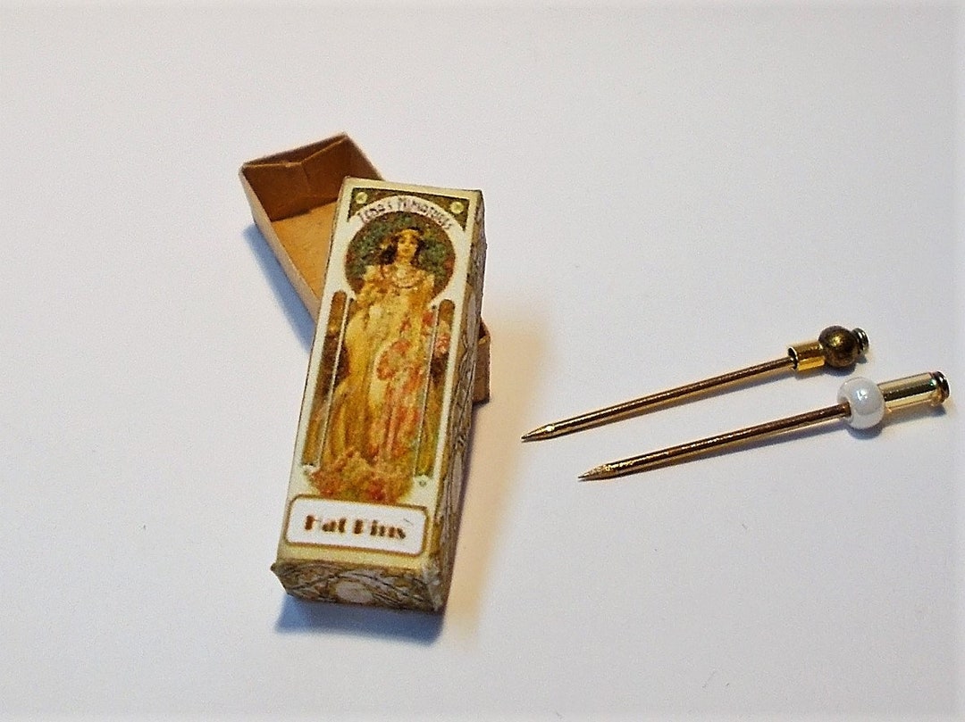 Dolls House Hatpin Box & 2 Hat Pins Set Miniature 1/12th - Etsy