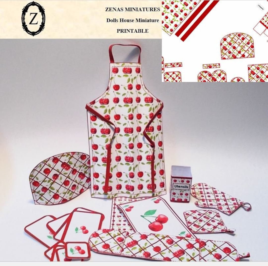 Dollhouse Printable to Make Kitchen Textile Accessories 1/12th ...