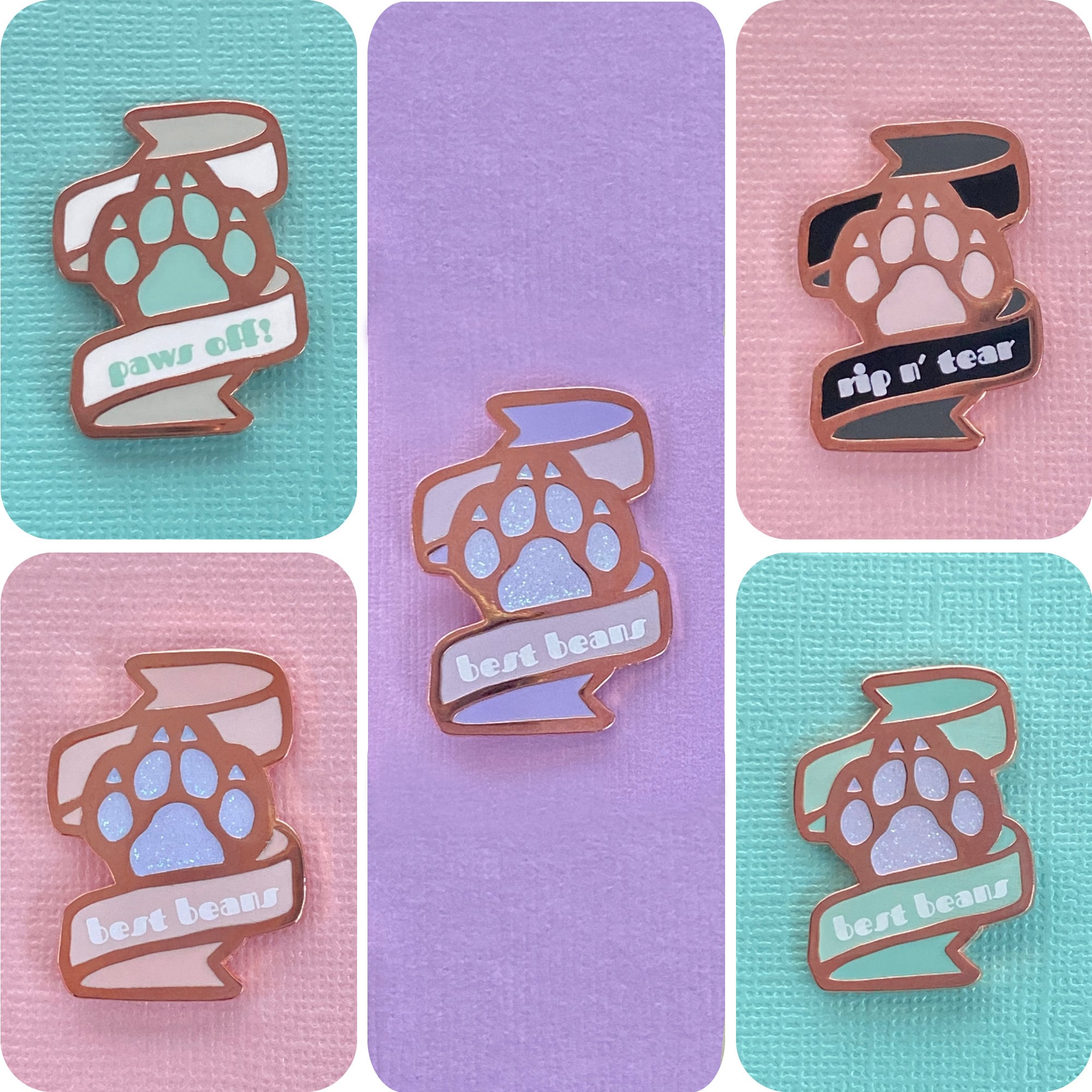 Paw Ribbon Hard Enamel Pins | Etsy
