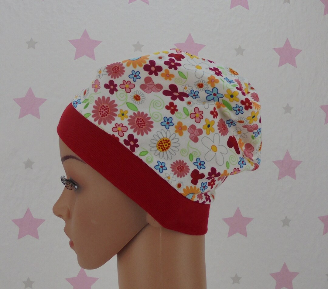 Pink Stars Beanie BLUMEN Beanie Wish Size Handmade Flower Red - Etsy