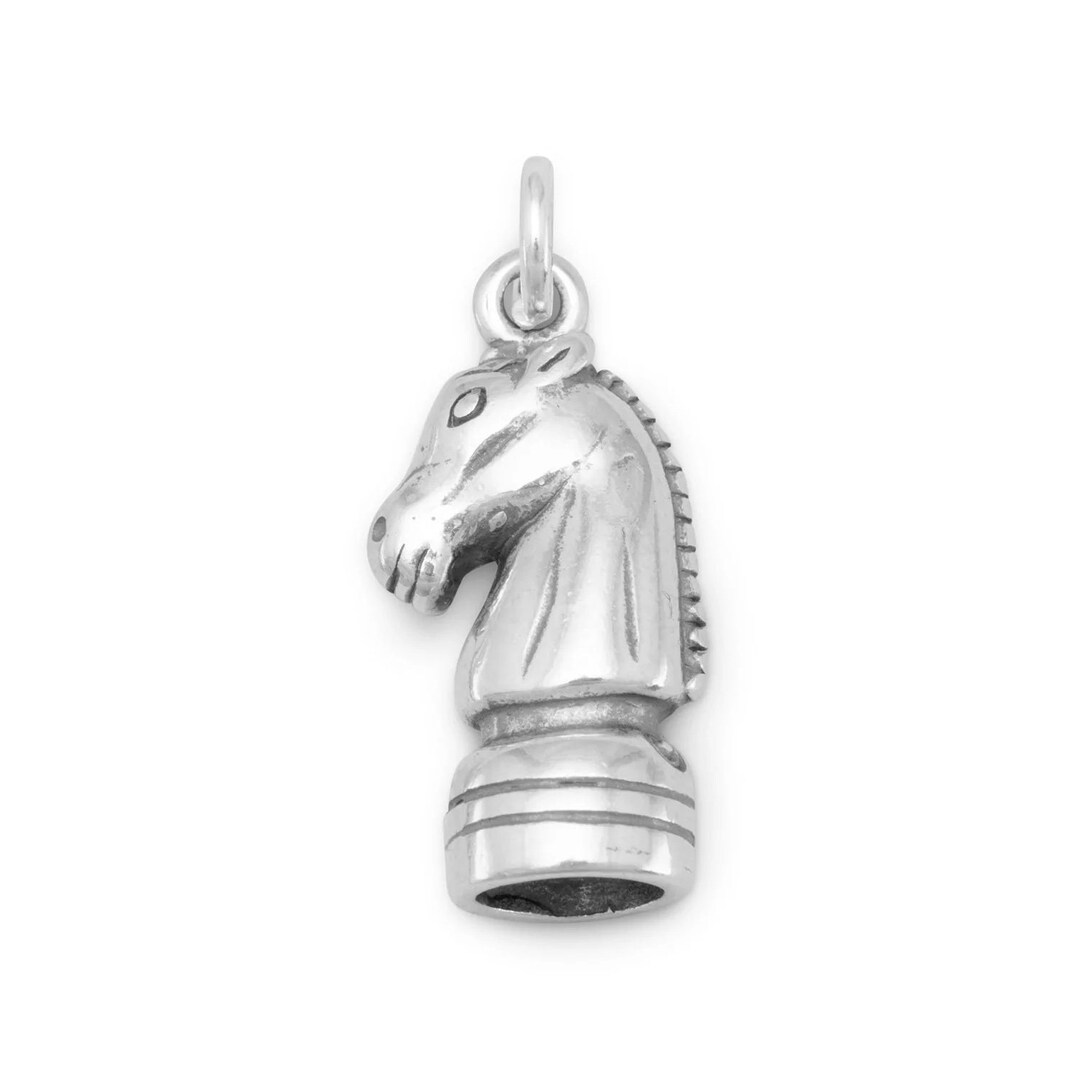 Sterling Silver 3D Knight Chess Piece Charm Game Charm Chess Piece ...