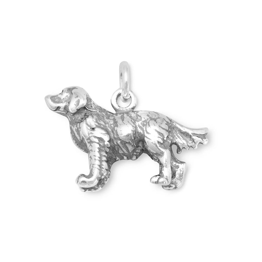 Sterling Silver Golden Retriever Dog Charm - Dog Charm - 3D Retriever ...