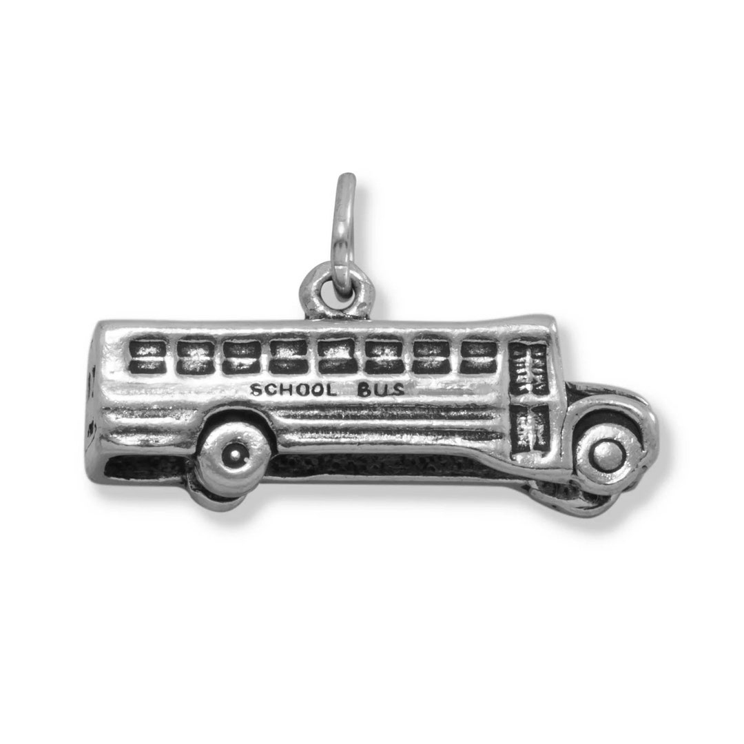 Sterling Silver School Bus Charm Bus Charm - Etsy