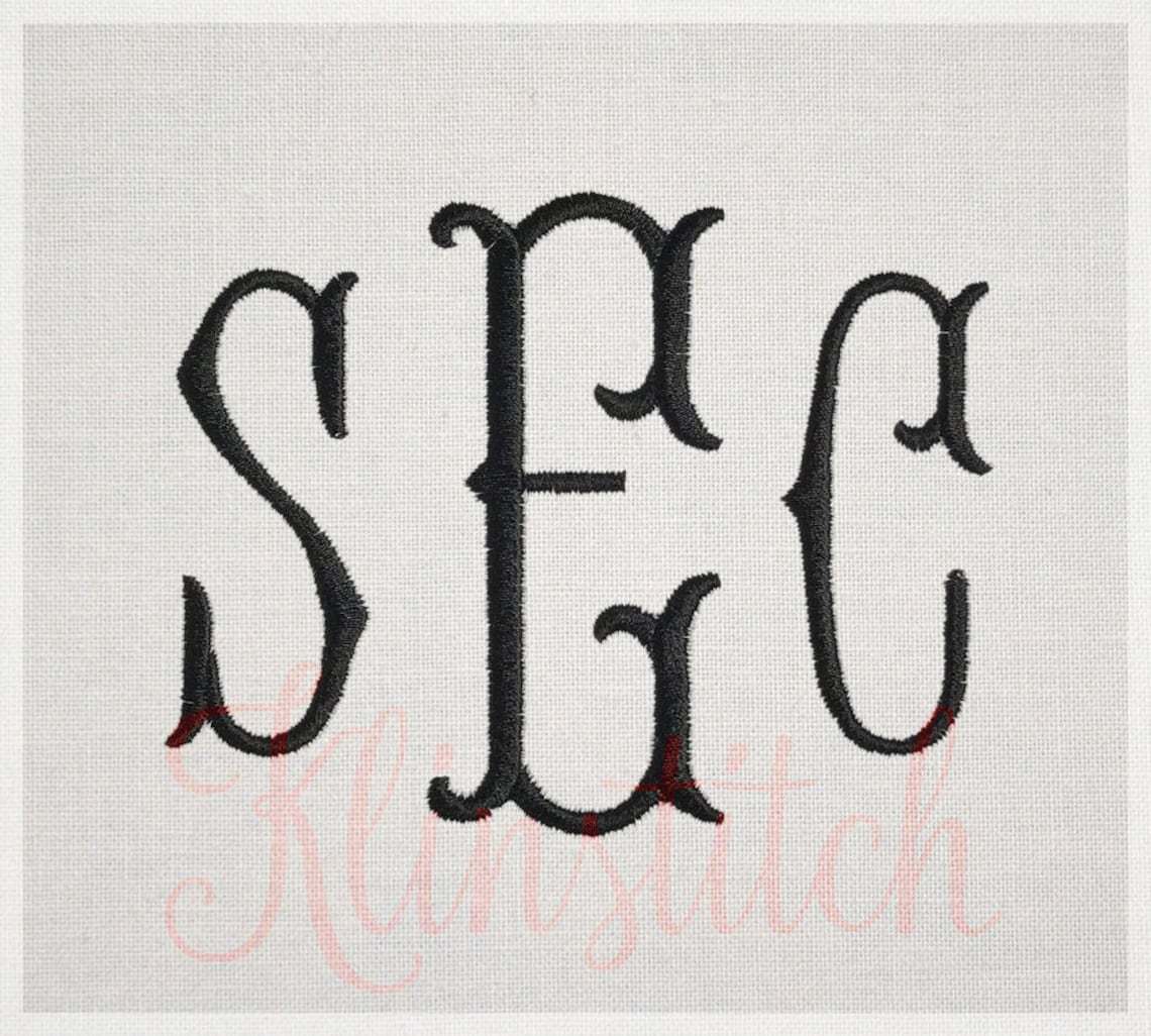 Fishtail Monogram Embroidery Fonts 7 Sizes Three Letters - Etsy