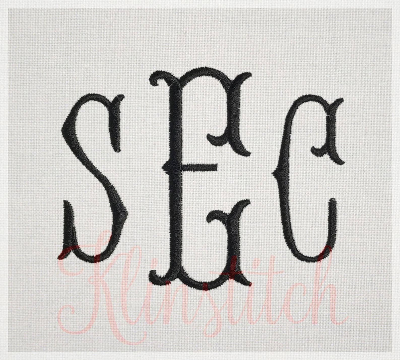 Fishtail Monogram Embroidery Fonts 7 Sizes Three Letters - Etsy
