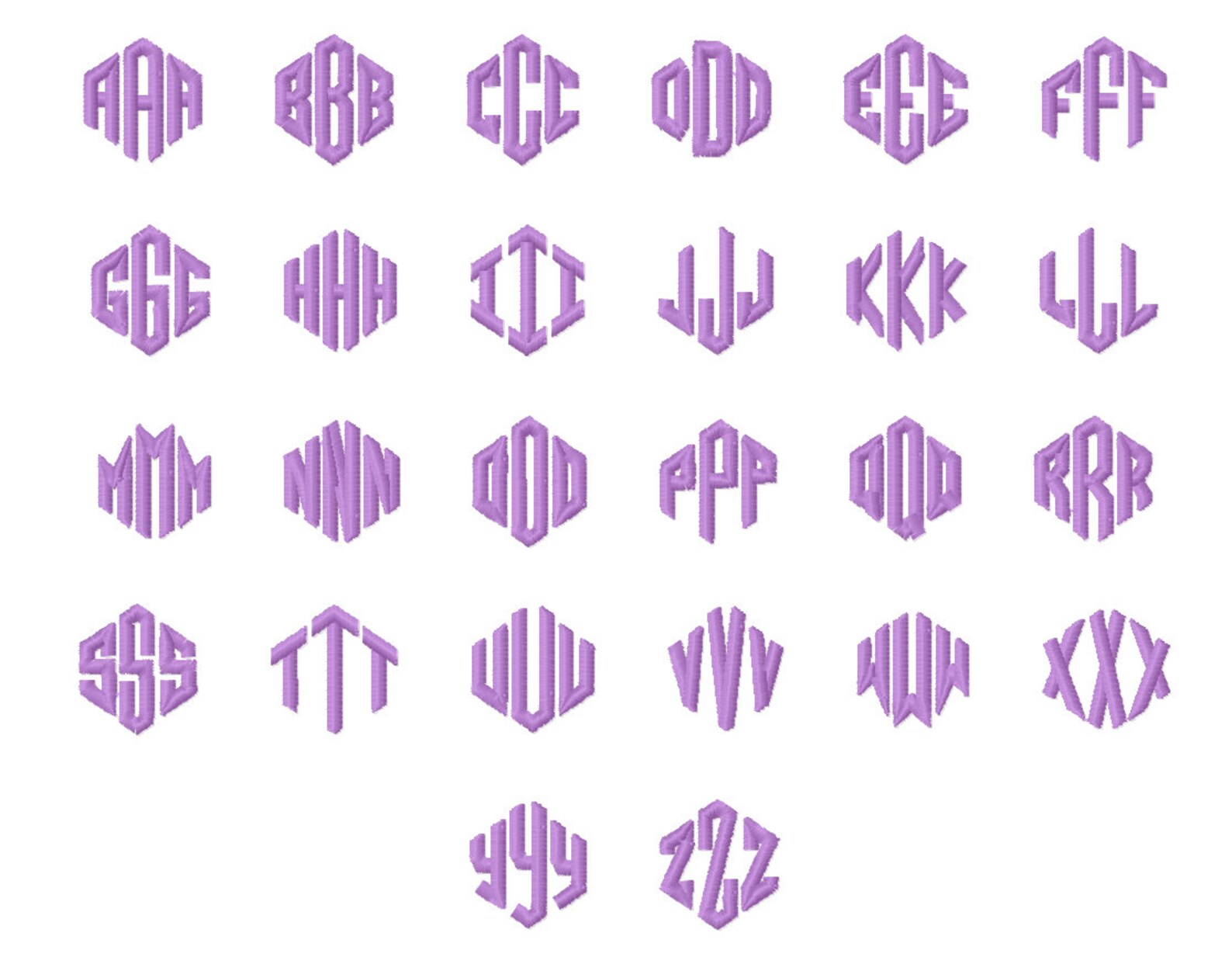 Audrey Monogram Embroidery Fonts 5 Sizes Three Letters Monogram Fonts ...