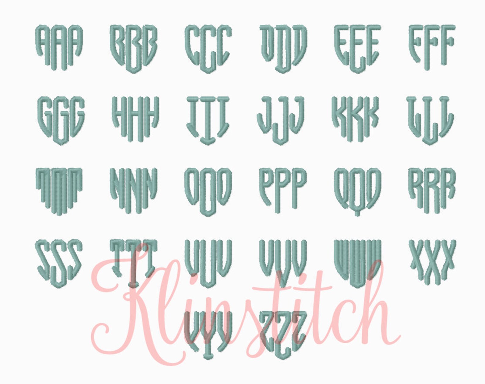 50% Sale Shield Monogram Embroidery Fonts 7 Sizes Three | Etsy