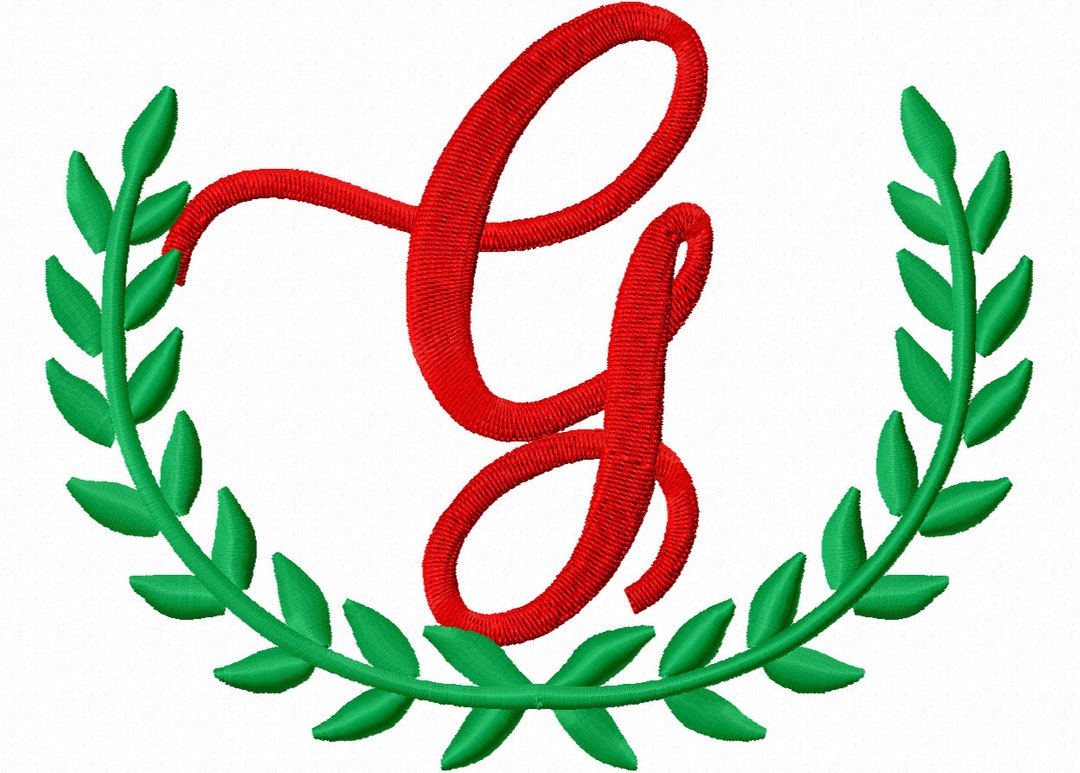 Leaf Font "g" Initial Monogram Embroidery Fonts 11 Sizes Monogram Fonts ...