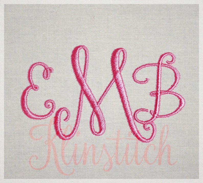 Stylish Monogram Embroidery Fonts 3 Sizes Three Letters Monogram Fonts ...