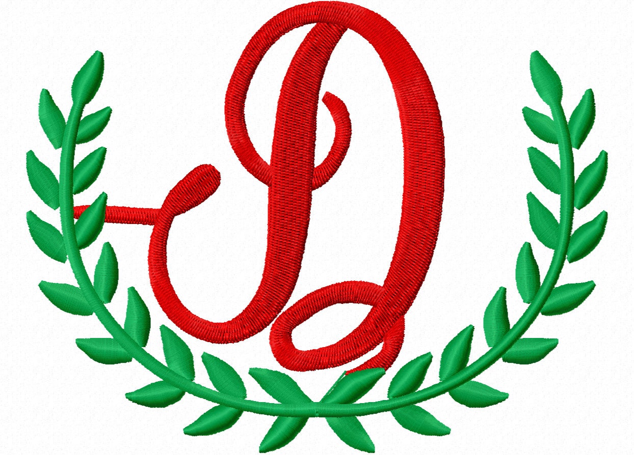 Leaf Font d Initial Monogram Embroidery Fonts 11 - Etsy