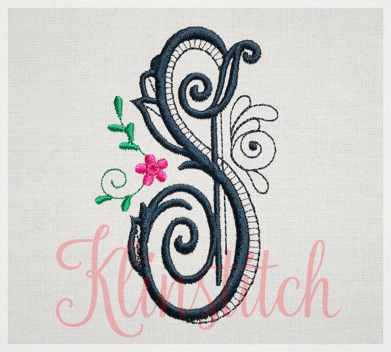 Swirl s Initial Monogram Embroidery Fonts 5 Sizes - Etsy