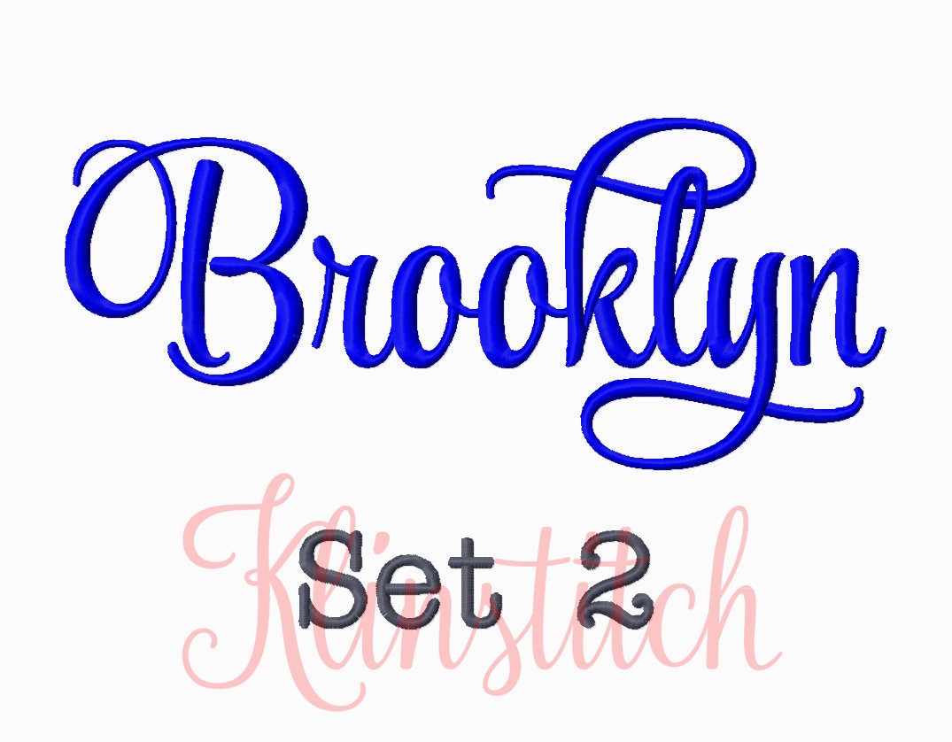 50% Sale Set 2 Brooklyn Embroidery Fonts 5 Sizes Fonts BX - Etsy