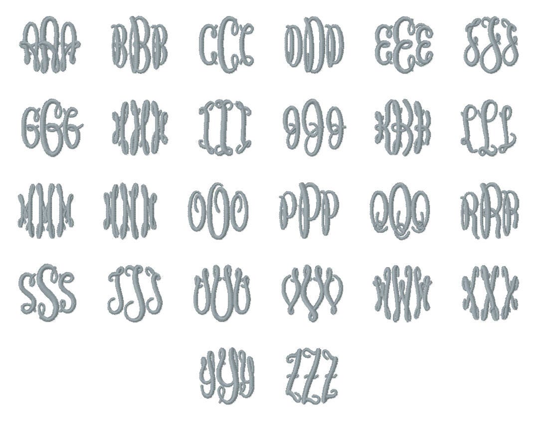 50% Sale Oval Monogram Embroidery Fonts 3 Sizes Three - Etsy