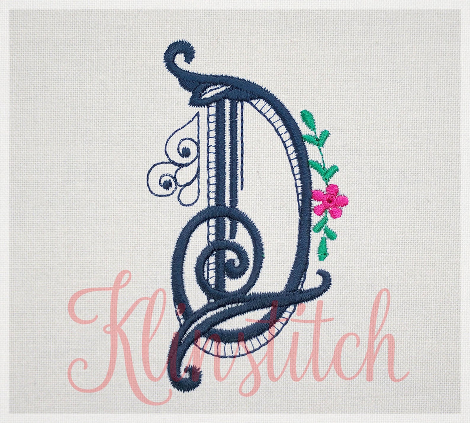 Swirl D Initial Monogram Embroidery Fonts 5 Sizes | Etsy