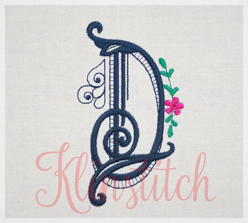 Swirl D Initial Monogram Embroidery Fonts 5 Sizes | Etsy