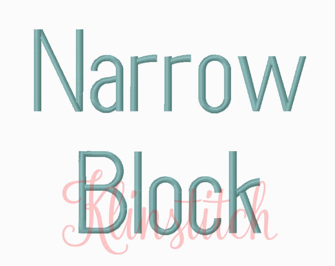 50% Sale!! Narrow Block Embroidery Fonts 3 Sizes Fonts BX Fonts ...