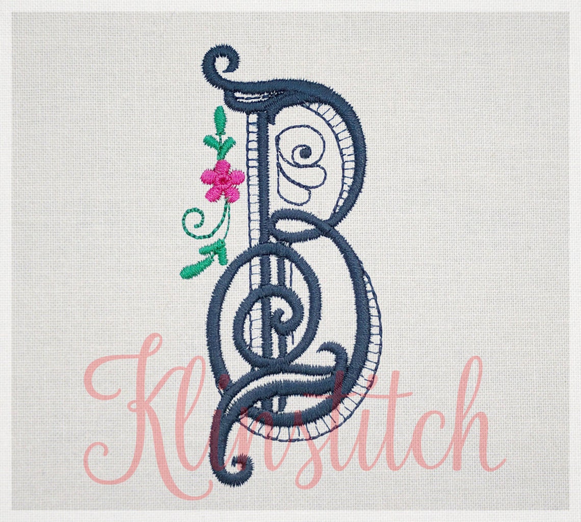 Swirl b Initial Monogram Embroidery Fonts 5 Sizes - Etsy