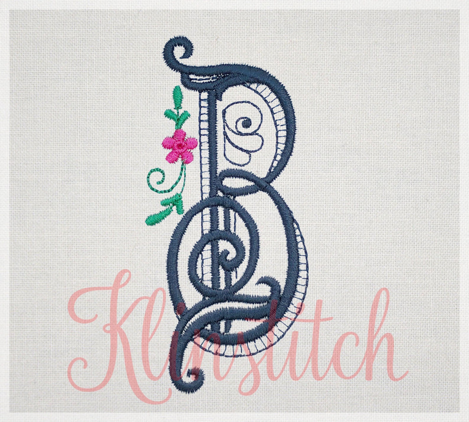 Swirl b Initial Monogram Embroidery Fonts 5 Sizes - Etsy