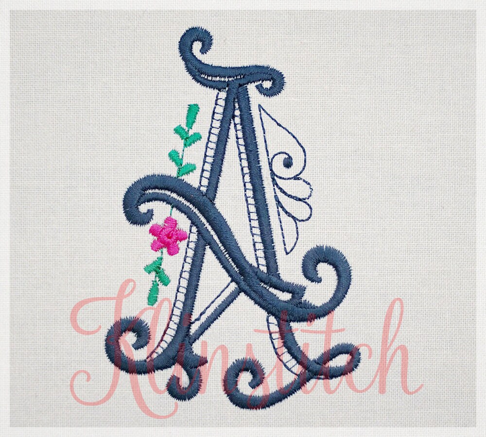 Swirl A Initial Monogram Embroidery Fonts 5 Sizes | Etsy