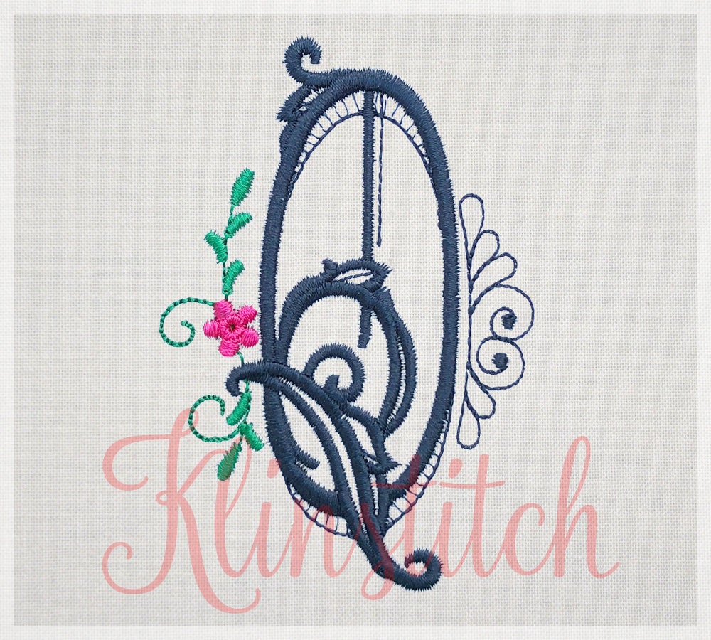 Swirl q Initial Monogram Embroidery Fonts 5 Sizes | Etsy