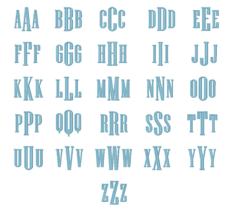 Engraved Monogram Embroidery Fonts 7 Sizes Three Letters - Etsy