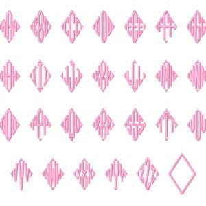 Diamond Monogram Embroidery Fonts 4 Sizes Three Letters Monogram Fonts ...