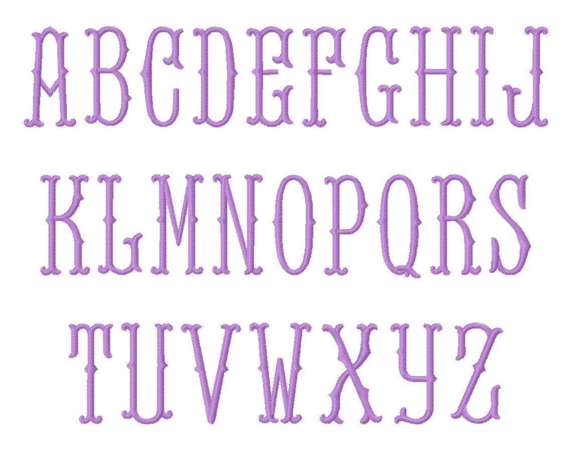 Fishtail Monogram Embroidery Fonts 7 Sizes Three Letters Monogram Fonts ...